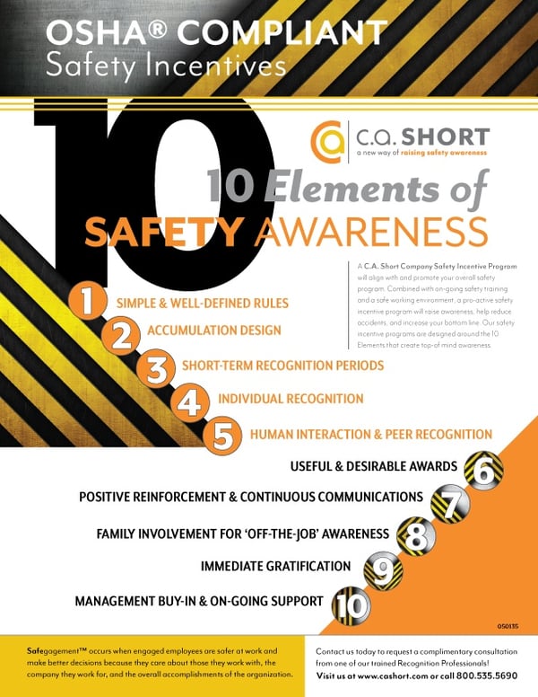 The 10 Elements Of Safety Awareness Wall Chart | C.A. Short Company
